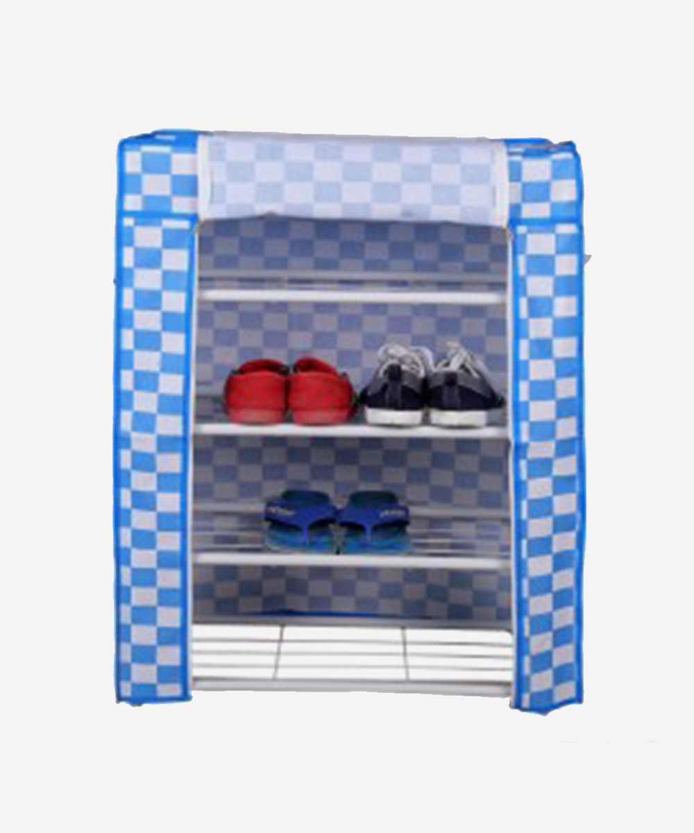 4 Step Rack with blue chess Cover – White | TidyHomz