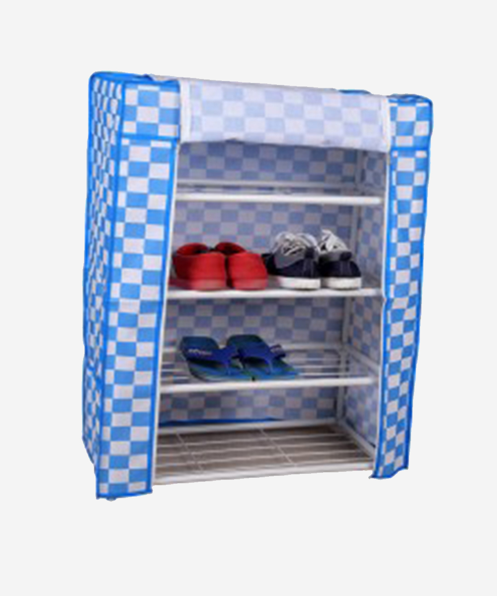 4 Step Rack with blue chess Cover – White | TidyHomz